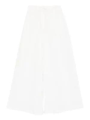 FORTE_FORTE Embroidered Cotton Trousers - White