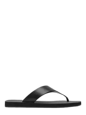 THE ROW Dune Leather Flip Flops - Black