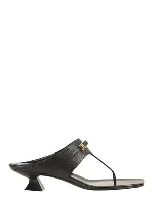 SERGIO ROSSI Leather Thong Heeled Sandals - Black