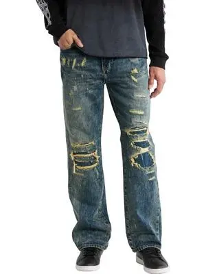 NOTHING GROWS OVERNIGHT Timeless Ripped & Repaired Bootcut Jeans - Light Wash