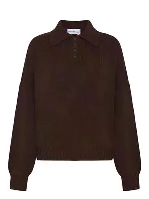 EMERSON RENALDI Buttoned Polo Top - Brown