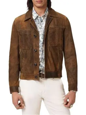 John Varvatos Carson Studded Suede Jacket - Toffee