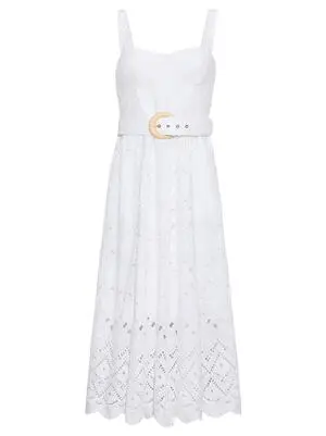 Cara Cara Calypso Fit And Flare Midi Dress - Trellis Eyelet White