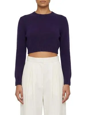 JIL SANDER Ribbed Cropped Pullover - Blue