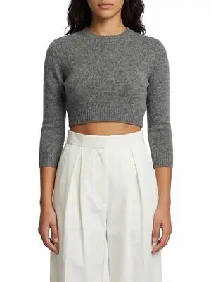 JIL SANDER Ribbed Cropped Pullover - Grey
