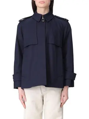 FAY Short Cotton Trench Coat - Navy