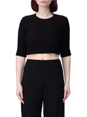 Max Mara Ribbed Cropped Knit Top - Black