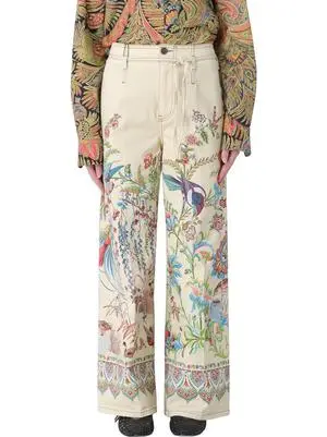 Etro Printed Wide Leg Jeans - Beige