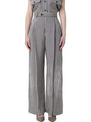 TELA Striped Viscose Blend Palazzo Pants - Black