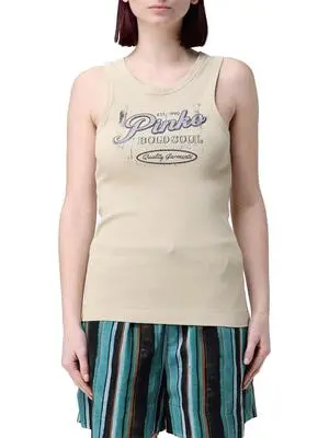 Pinko Ribbed Tank Top With Graphic Print - Brown
