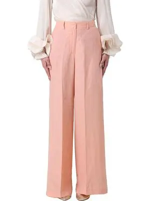 HANITA Linen Blend Palazzo Trousers - Pink