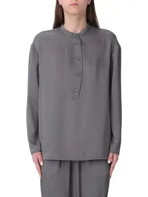 Emporio Armani Mandarin Collar Long Sleeve Shirt - Silver