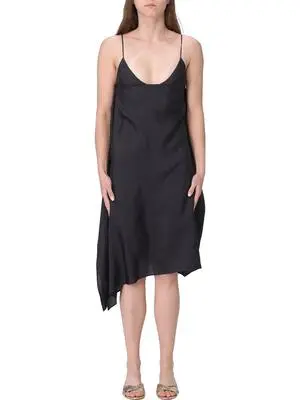Ter Et Bantine Asymmetrical Draped Midi Dress - Black