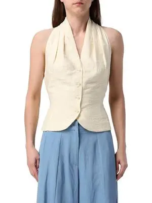 TELA Single-breasted Cotton Blend Vest - Yellow