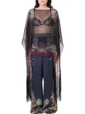 Etro Printed Cape With Fringe Detail - Multicolor