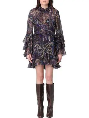 Etro Paisley Print Ruffled Mini Dress - Multicolor