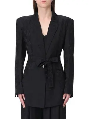 Pinko Belted Floral Jacquard Jacket - Black