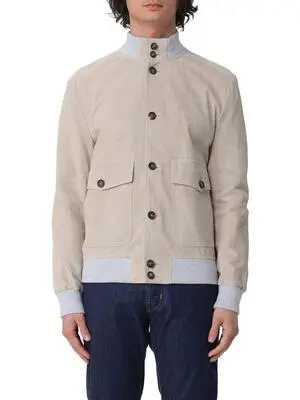 Eleventy Suede Bomber Jacket - Sand