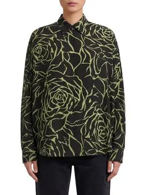 Dries Van Noten Viscose Floral Print Shirt - Black