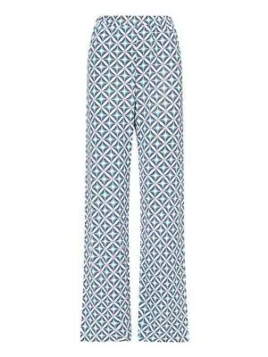 Max Mara Abate Printed Wide-leg Trousers - Turquoise