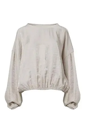 LEEM Round-neck Woven Top - Nude