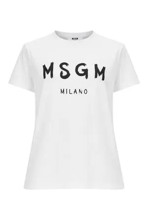MSGM T-shirt Con Logo Pennellato - White
