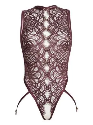 DREAMGIRL Lace Teddy With Garter Straps - Cherry