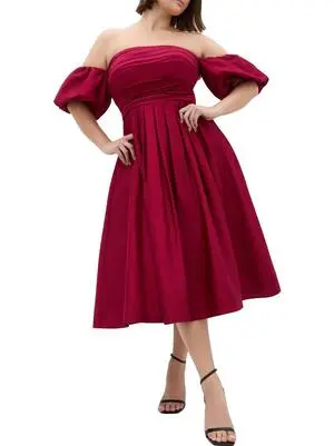 CITY CHIC Rosalee Off-The-Shoulder Midi Dress