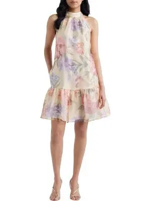 VINCE CAMUTO Sleeveless Ruffle Hem Organza Dress