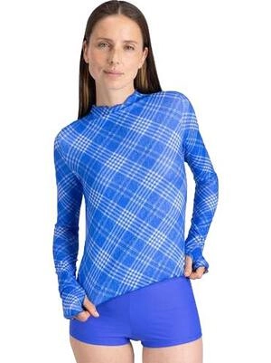 Wallien Long Sleeve Rash Guard - Blue Check