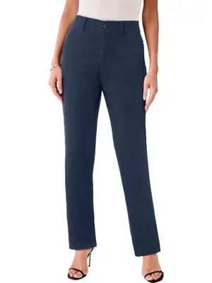 Roaman's Bi-stretch Straight-leg Trousers - Navy