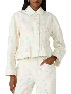 Steve Madden Peplum Denim Jacket - Peach Beige