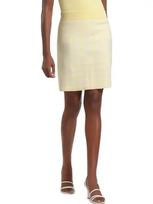 ISAAC MIZRAHI NEW YORK Gingham Sweater Mini Skirt - White Multi