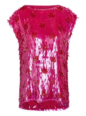 Dries Van Noten Sequin-embellished Silk Top - Fuchsia