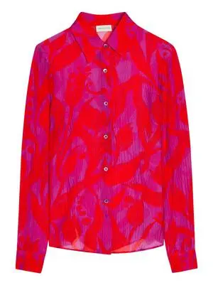 Dries Van Noten Printed Silk Shirt - Fuchsia