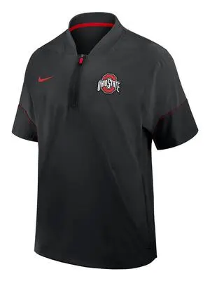 Nike Ohio State Sideline Coach College 1/2-zip Short-sleeve Hooded Jacket - Black