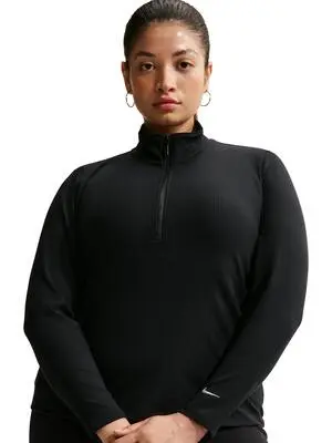 Nike Sportswear Chill Knit Quarter-zip Ribbed Top - Black