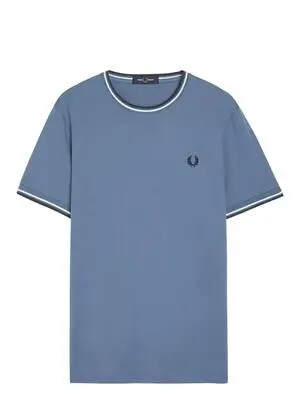 Fred Perry Logo-embroidered Cotton T-shirt - Blue