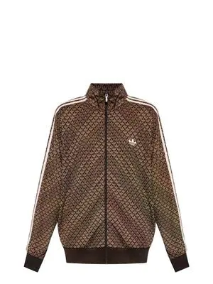 Adidas Firebird Pattern Zipped Sweatshirt - Brown