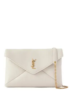 Saint Laurent Cassandre Textured-leather Shoulder Bag - Neutrals