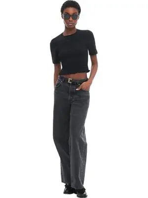 ATM Anthony Thomas Melillo Mixed Media Smocked Top - Black