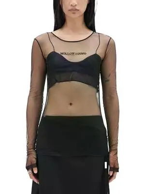 ANN DEMEULEMEESTER Fiene Hollow Sound Tulle T-shirt - Black