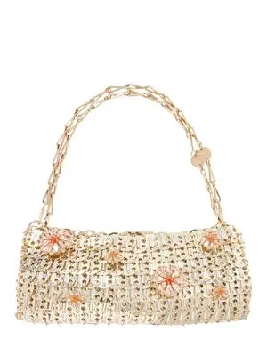 Rabanne Crystal-Embellished Chainmail Shoulder Bag Coral