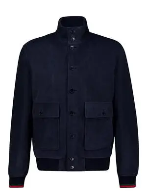 Gucci Suede Bomber Jacket Blue