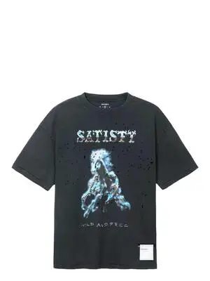 Satisfy Graphic-print Distressed-effect T-shirt - Grey