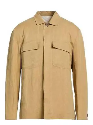 LARDINI Man Shirt Sand Size M Linen, Tencel Beige