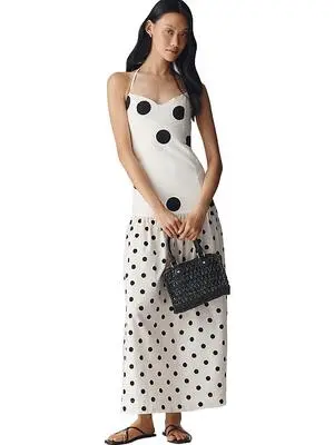 S/W/F Dotted Halter Maxi Dress - Check Point
