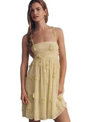 Anthropologie 3d Floral Mini Dress - Lemonade