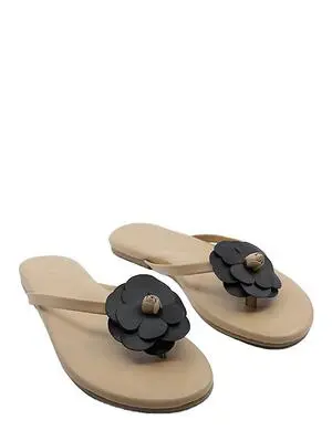 SOLEI SEA Valenta Flip-flop Sandals With Floral Embellishment - Tan