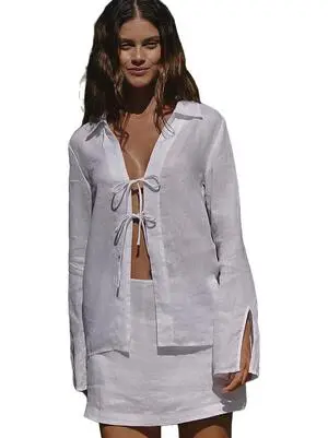 L*Space Linen Tie Shirt - White